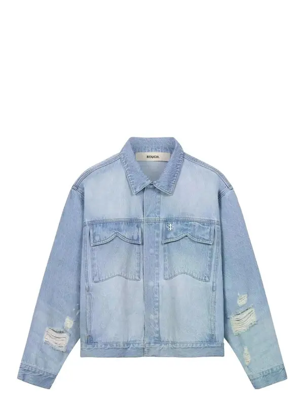 ROUGH. Distressed Denim Trucker Jacket - Blue