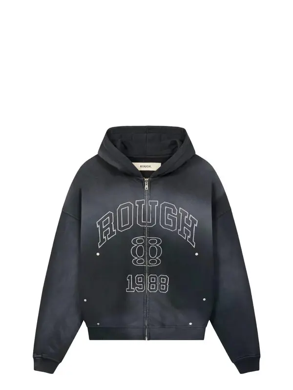 ROUGH. Graphic Zip-up Hoodie - Black