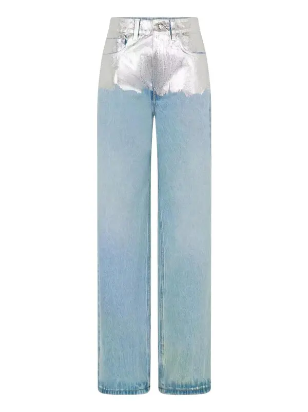 Rabanne Metallic Detailing Straight Leg Jeans - Blue