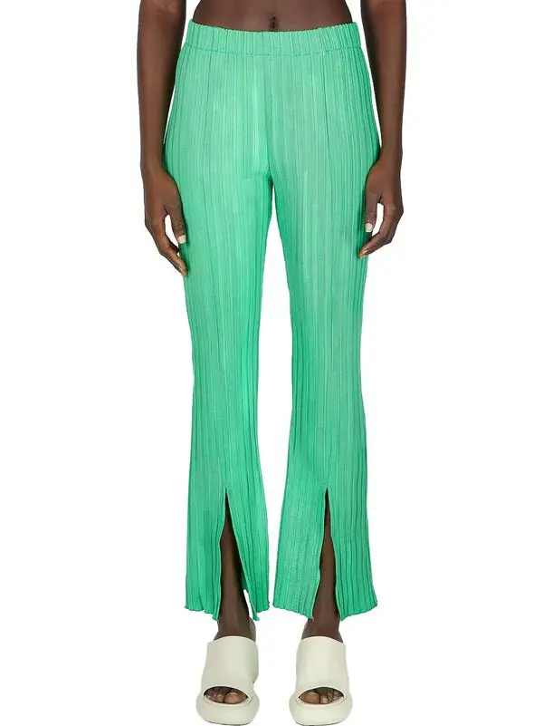 SIMONMILLER Pleated High-waisted Trousers With Front Slits - Green