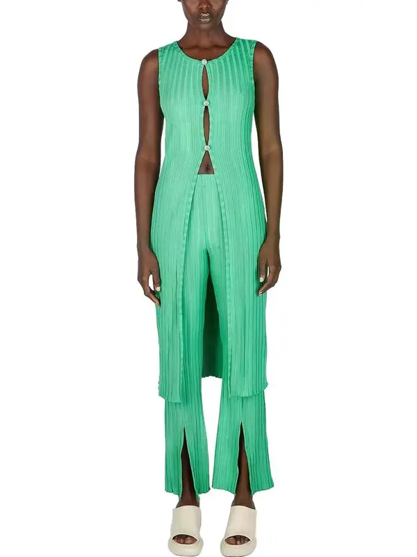 SIMONMILLER Sleeveless Button-fastening Tunic With Front Slit - Green