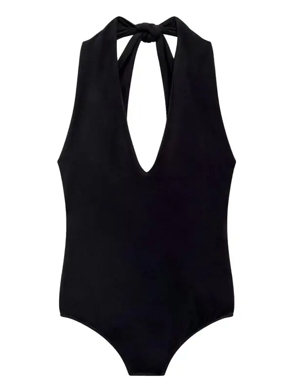 Another Tomorrow Halterneck Bodysuit - Black