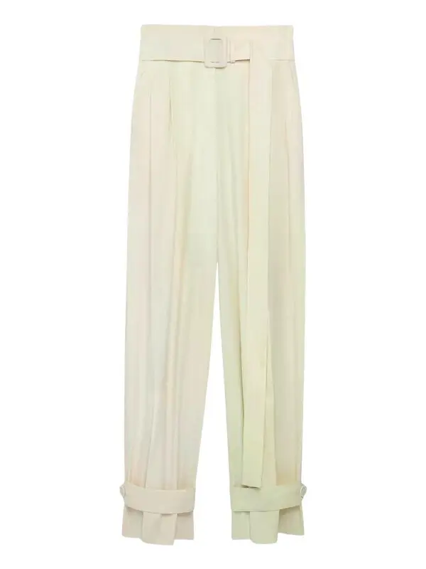 Another Tomorrow Pleated Trousers - Neutrals