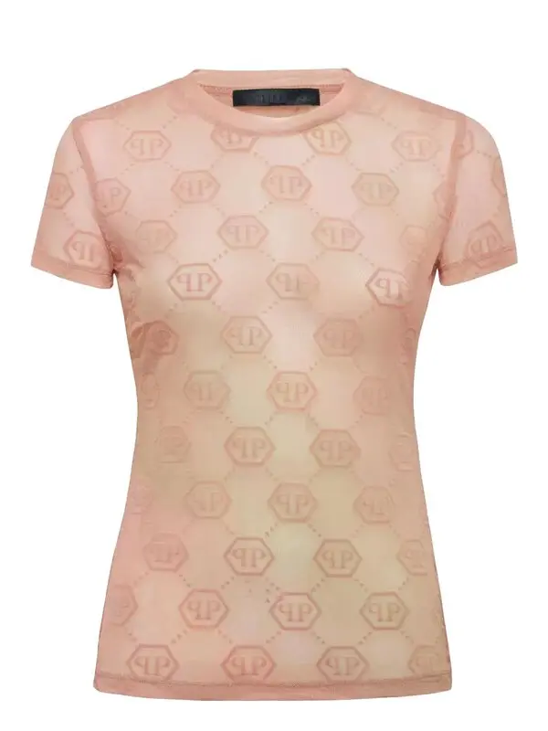 Philipp Plein Monogram-pattern Tulle T-shirt - Neutrals