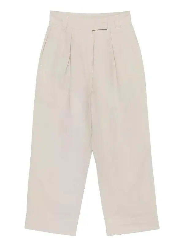 MARGARET HOWELL Pleated Cropped Trousers - Neutrals