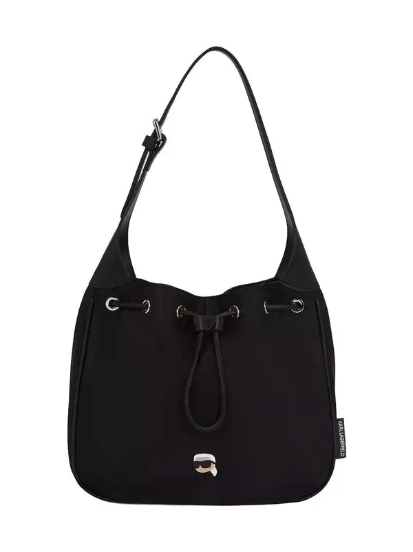 Karl Lagerfeld Ikon Drawstring Shoulder Bag - Black