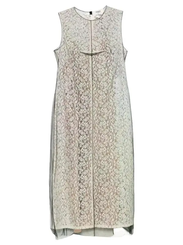 Fendi Lace Midi Dress - Neutrals