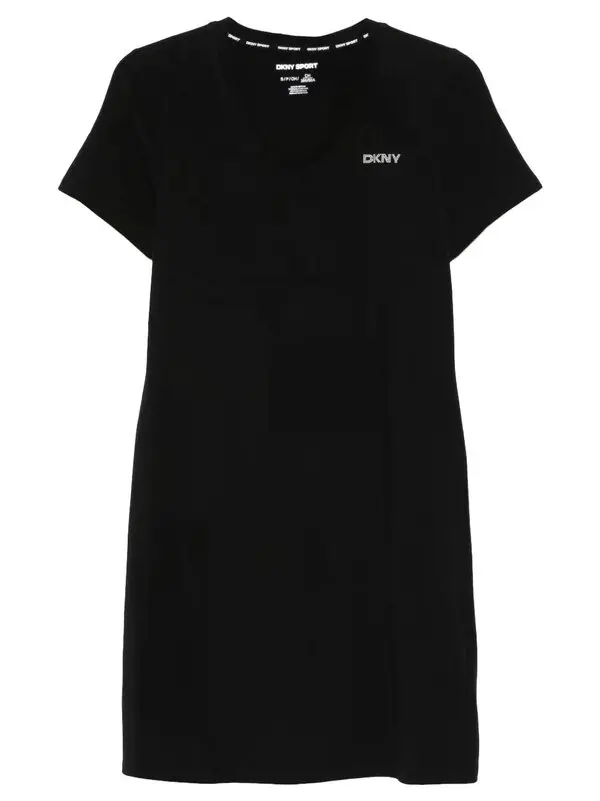 Dkny Studded-logo Mini Dress - Black