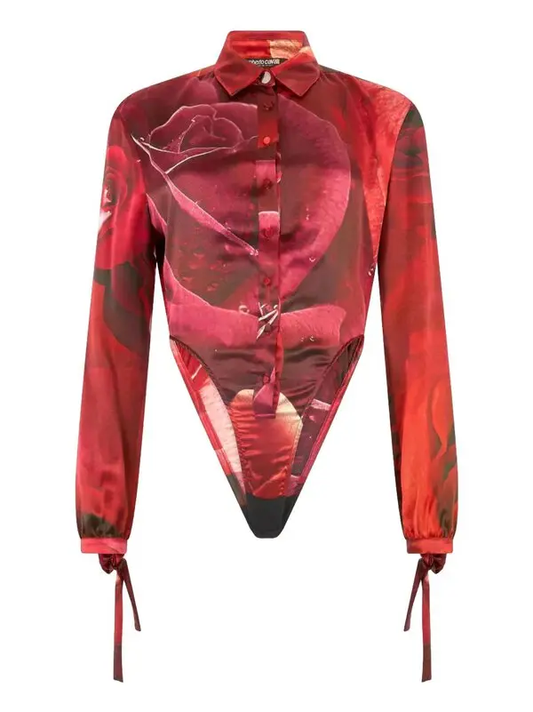 Roberto Cavalli Abstract-print Bodysuit - Red