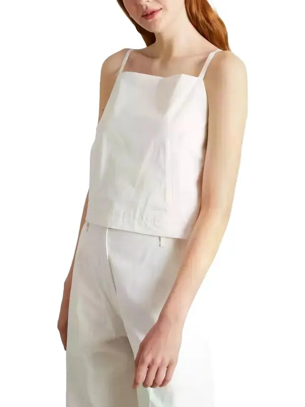 Sportmax Cropped Poplin Top - White