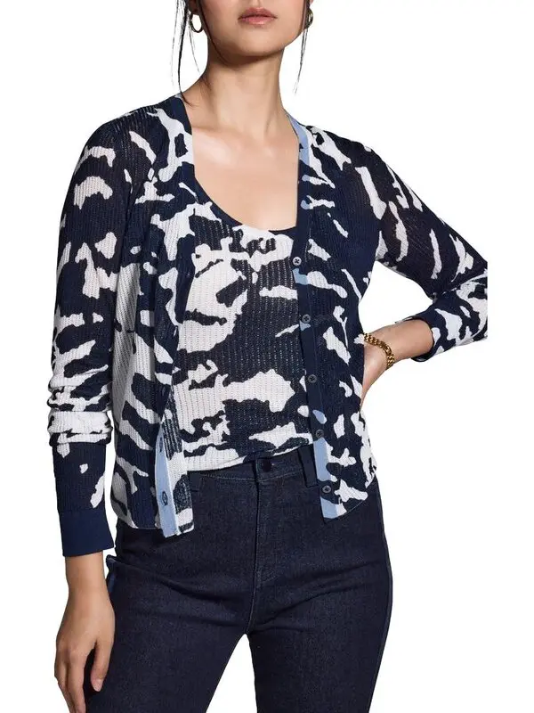 NIC+ZOE Nightfall Ribbed Cardigan - Indigo Multi