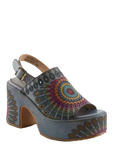 SPRING STEP SHOES Stevienix Platform Sandal - Denim Multi