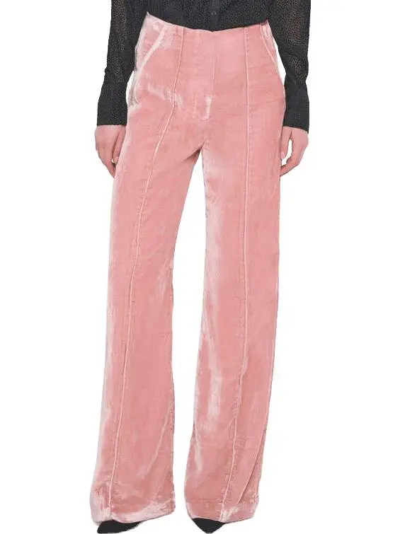 AS By DF Fiona Velvet Straight Leg Trousers - Blush Pink