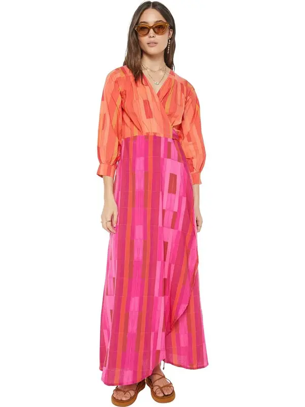 Natalie Martin Kate Long Sleeve Maxi Dress - Pink
