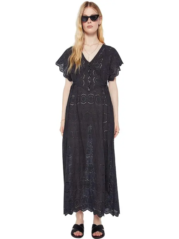 Natalie Martin Monica Maxi Dress With Medallion Embroidery - Black