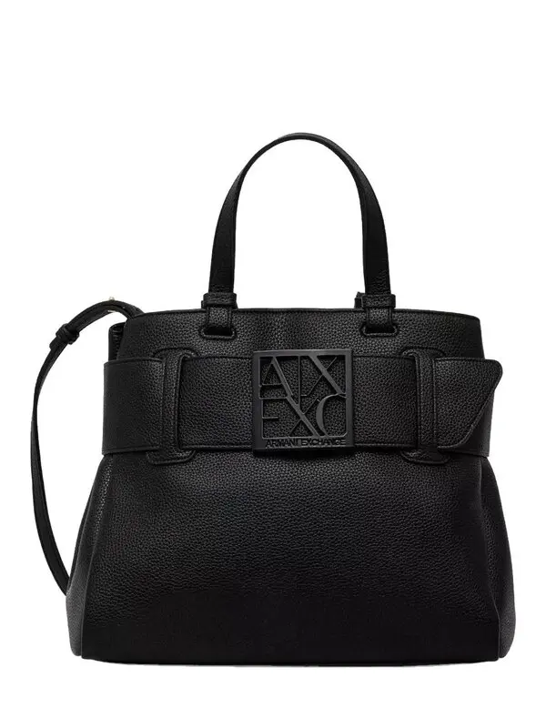 Armani Exchange Textured Leather Tote - Black
