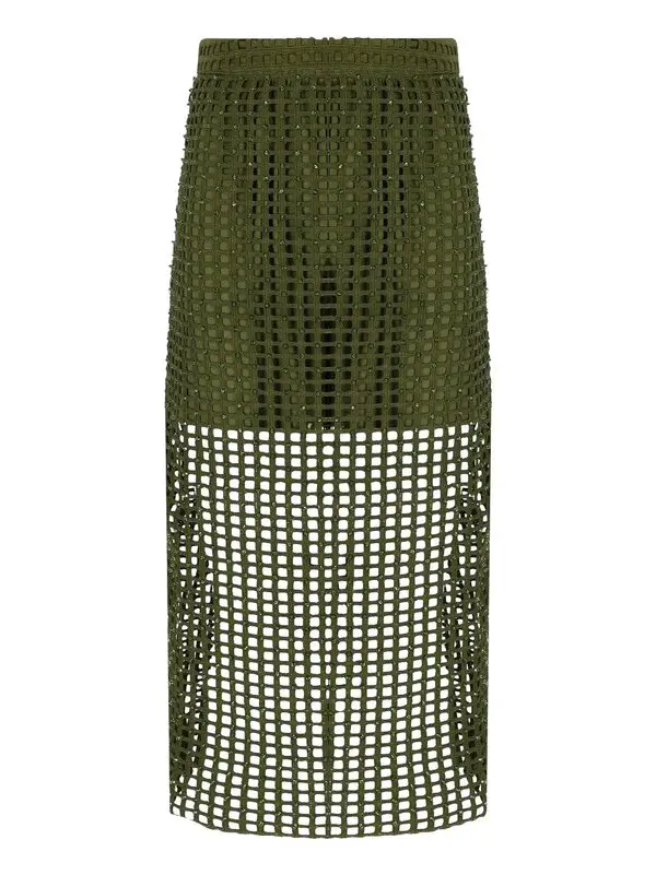 Essentiel Antwerp Khaki Midi Skirt - Green