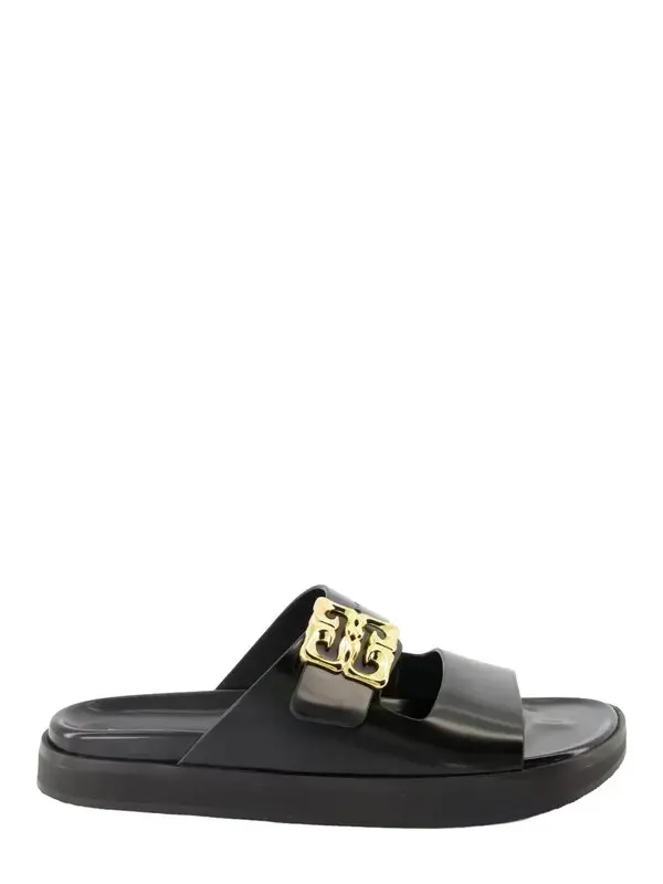 Givenchy Logo-plaque Leather Slides - Black