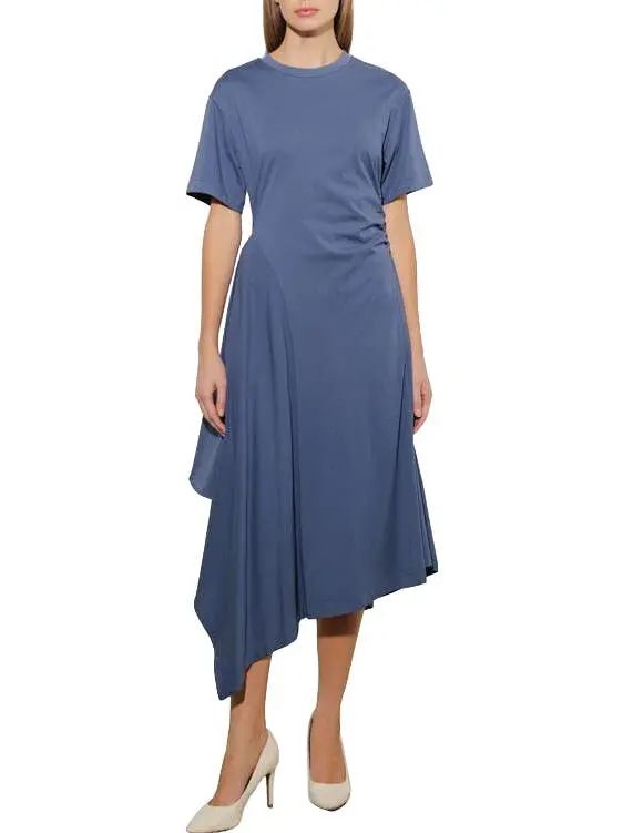 FREEMARKET Cotton-blend Asymmetric Hem T-shirt Dress - Slate Blue