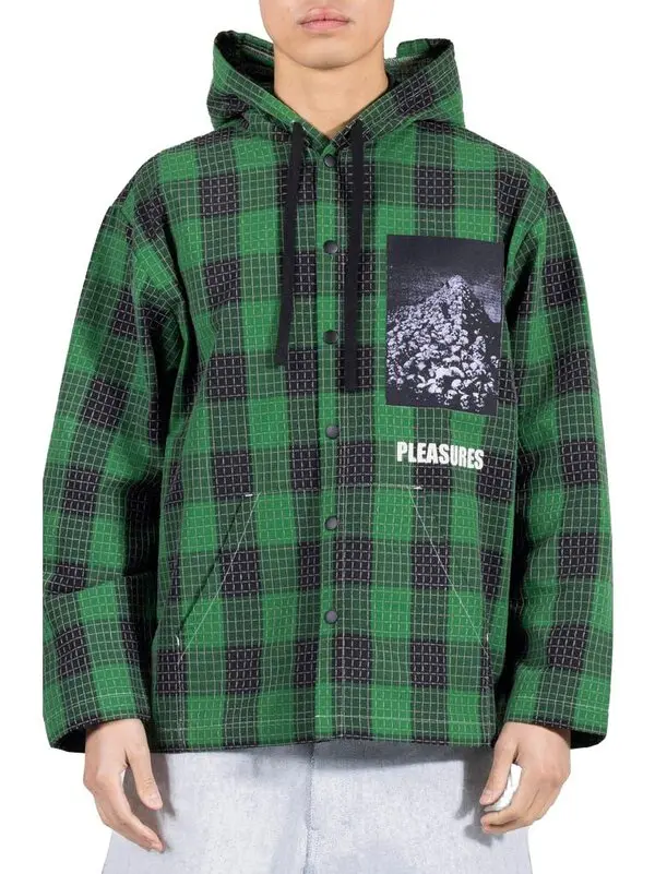 PLEASURES Virtual Hooded Shirt - Green