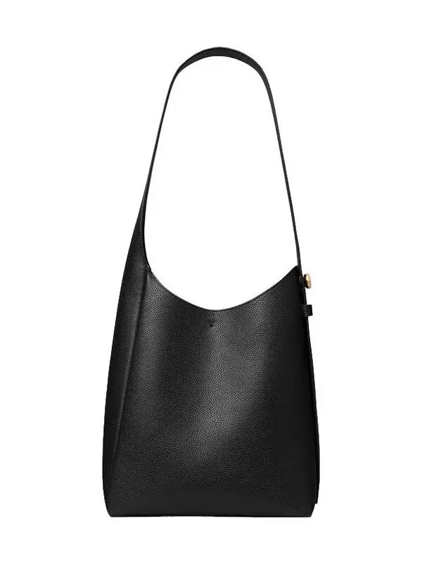 Tory Burch Small Romy Pebble Leather Hobo Bag - Black