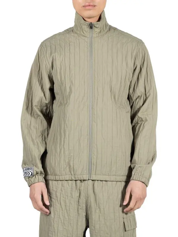 PLEASURES Rescue Pleated Track Jacket - Olive
