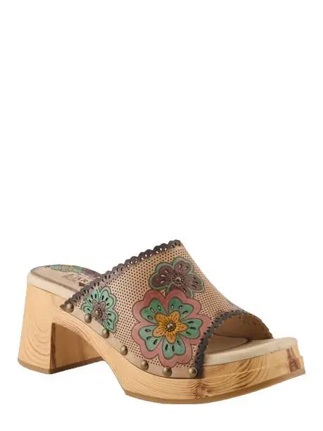 SPRING STEP SHOES Retrostar Platform Slide Sandal - Beige Multi