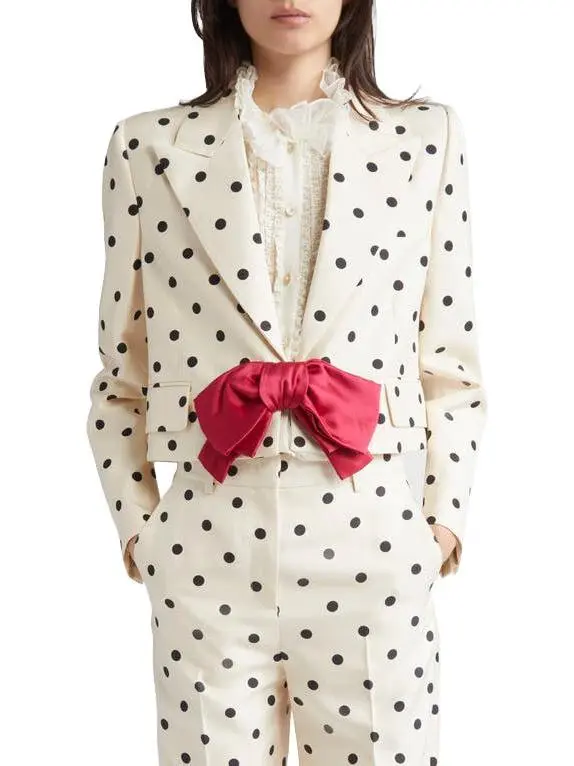 Valentino Garavani Polka Dot Bow Blazer - Betulla/ Nero