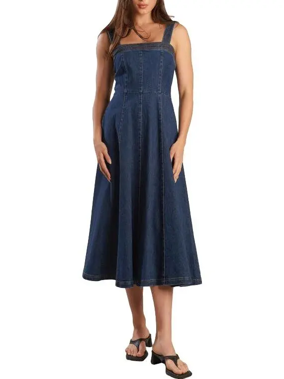 FREEMARKET Sleeveless Fit & Flare Midi Dress - Denim
