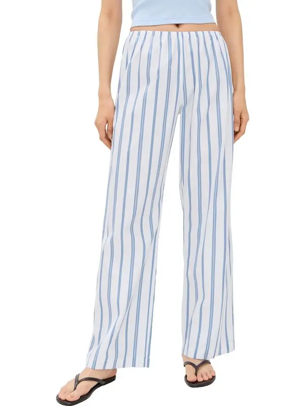Donni. Striped Poplin Simple Pants - Cornflower