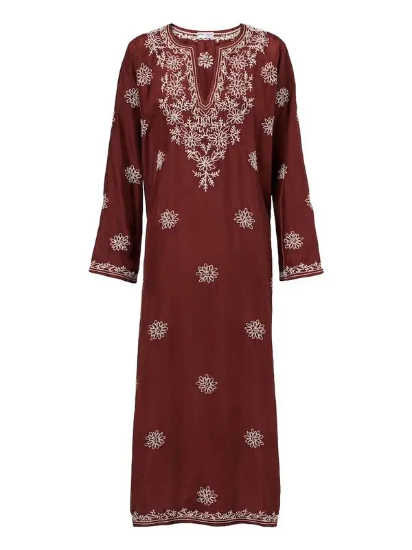 JULIET DUNN Floral Embroidered Tunic - Brown