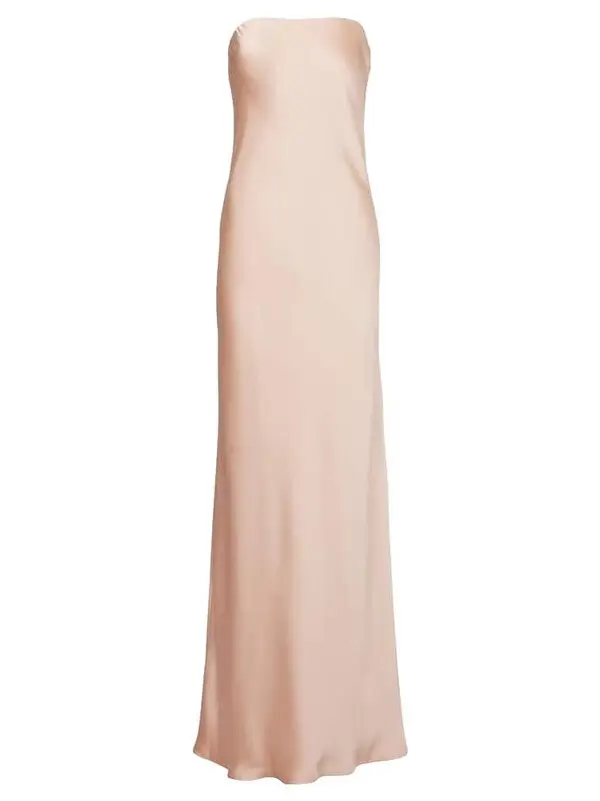 Norma Kamali Strapless Crêpe Satin Maxi Dress - Pink