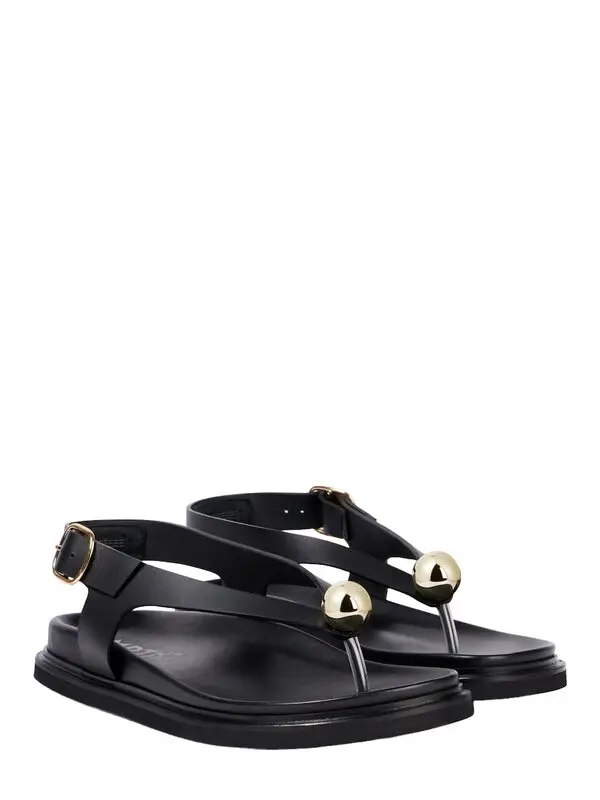 SOULIERS MARTINEZ Spiaggia Embellished Leather Sandals - Black