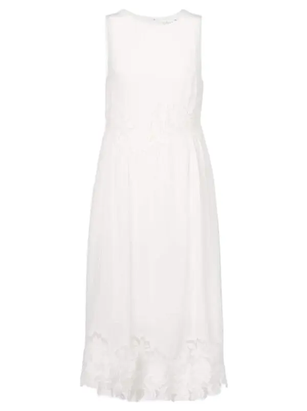Velvet By Graham & Spencer Bianca Lace-trimmed Midi Dress - White
