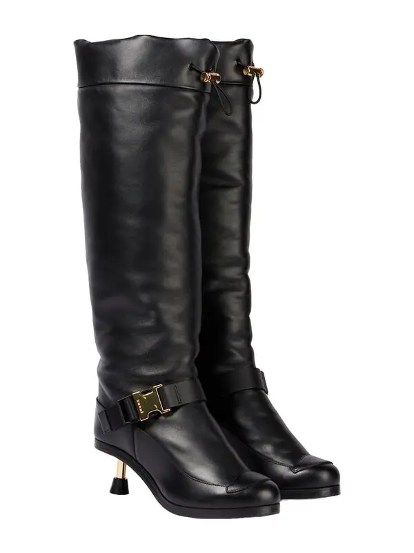 Sacai Leather Knee-high Boots - Black