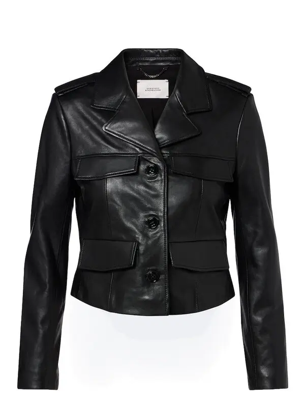Dorothee Schumacher Cropped Leather Biker Jacket - Black