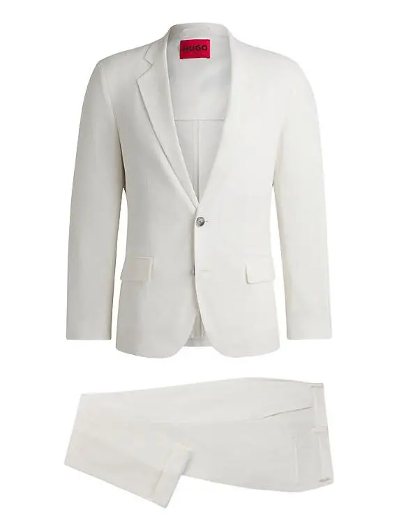 Hugo Slim-fit Single-breasted Woven Suit - Natural