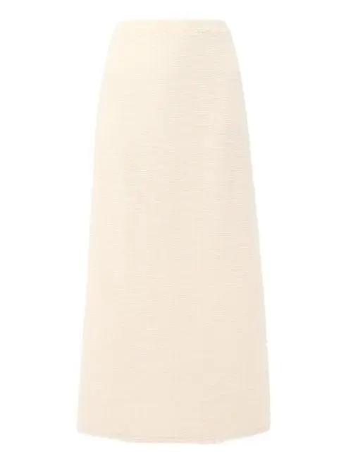 Whistles Boucle Cotton-blend Midi Skirt - Cream