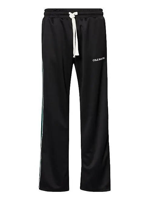 COLE BUXTON Logo-print Contrast-stripe Woven Track Jogging Bottoms - Black/green