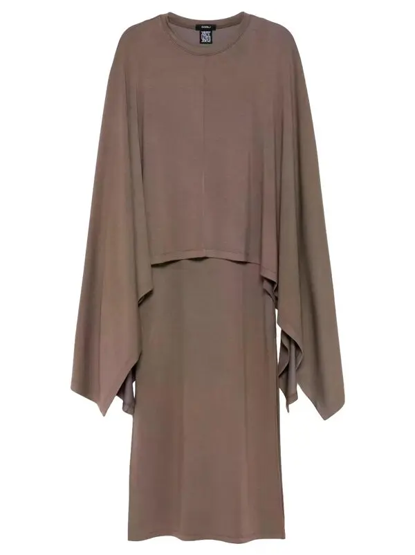Goen.j Ribbed Cape Dress - Brown