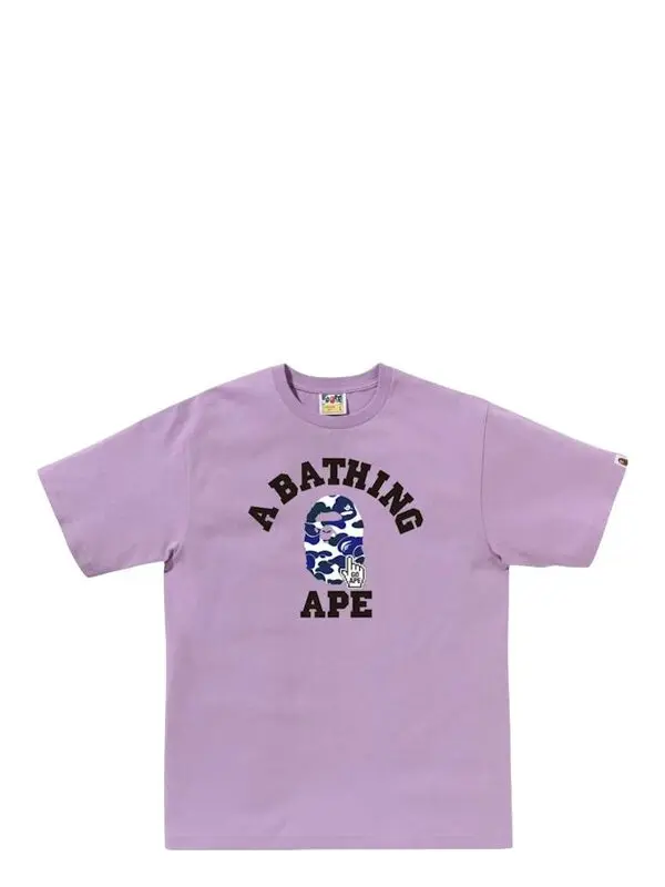 A BATHING APE Camo Go Ape Pointer College Tee Shirt - Purple