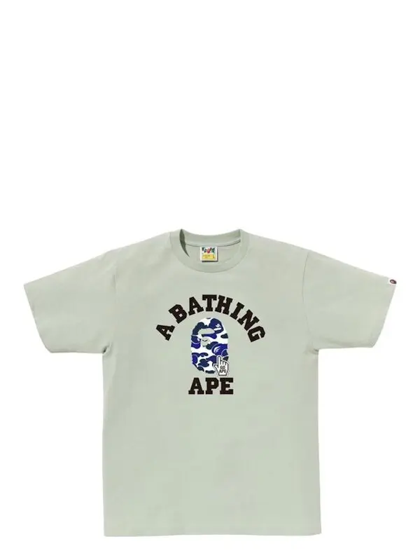 A BATHING APE Camo Go Ape Pointer College Tee Shirt - Green