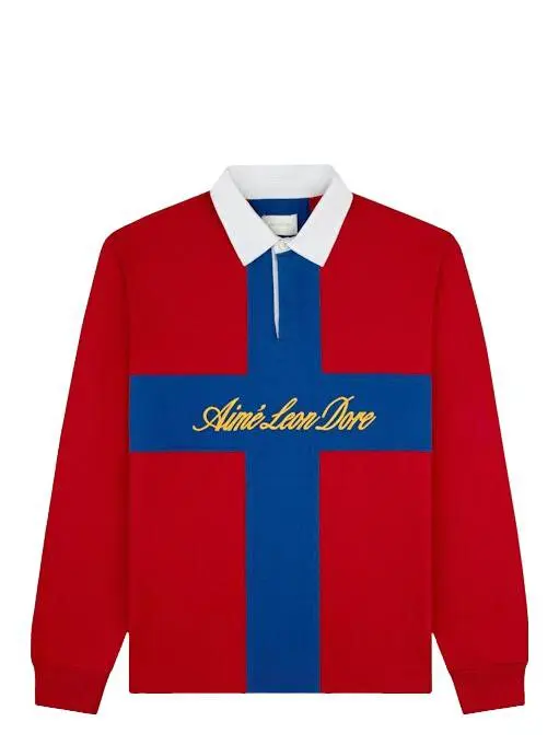 Aimé Leon Dore Paneled Sail Rugby Shirt - Equestrian Red