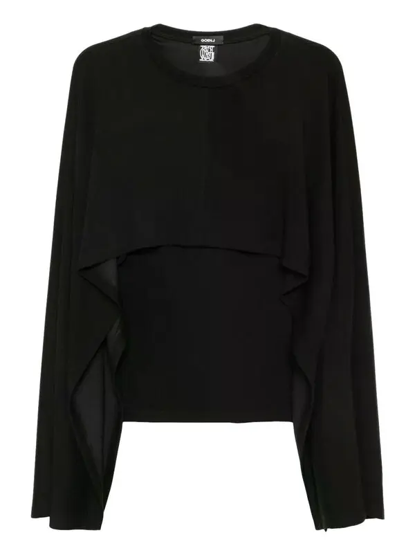 Goen.j Ribbed Cape Top - Black