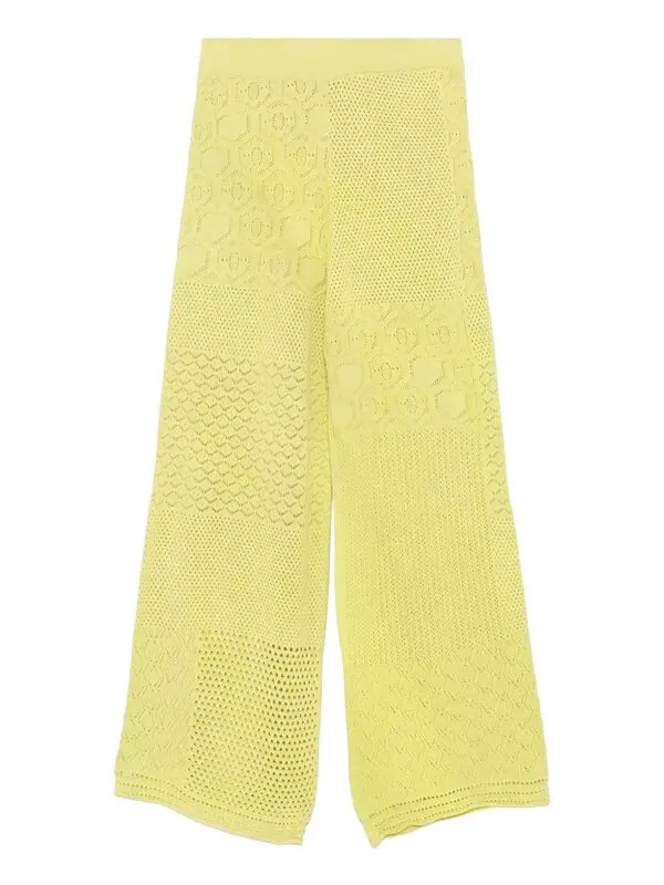 AKEP Lace-stitch Knitted Trousers - Green