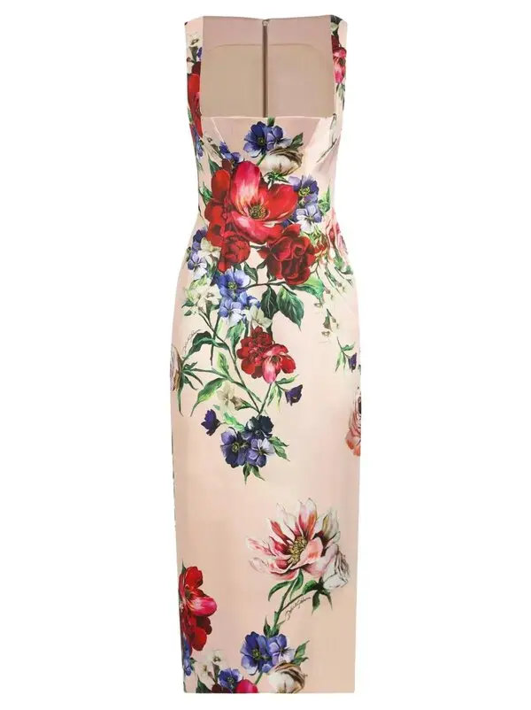 Dolce & Gabbana Floral-print Midi Dress - Neutrals