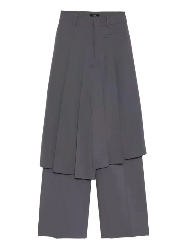 Goen.j Asymmetrical Pleated Trousers - Grey