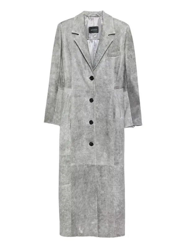 MANOKHI Tailored Leather Coat - Grey