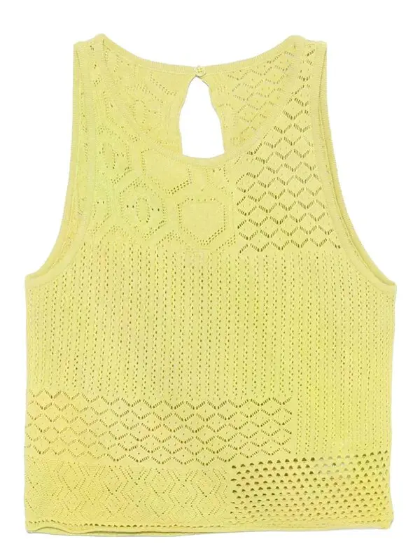 AKEP Lace-stitch Knitted Top - Green