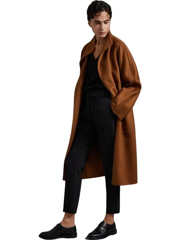 Max Mara Midi Cashmere Zibeline Coat - Tobacco